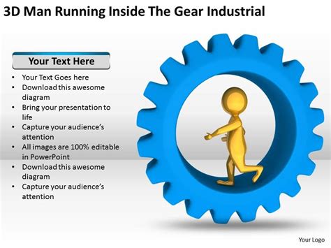 D Man Running Inside The Gear Industrial Ppt Graphics Icons Powerpoint Templates PowerPoint