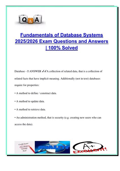 Fundamentals Of Database Systems 20252026 300 Fully Solved Exam Questions Sql Erd
