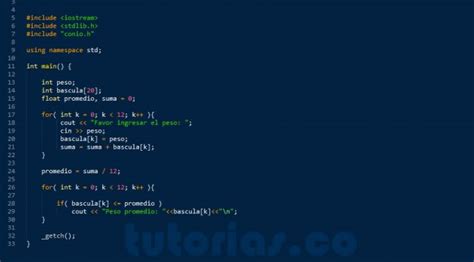 Arrays Visual C Peso Promedio Tutorias Co