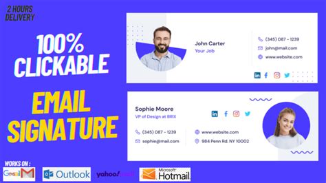 Make A Clickable Html Email Signature For Outlook Gmail Etc By Youneschaoui Fiverr