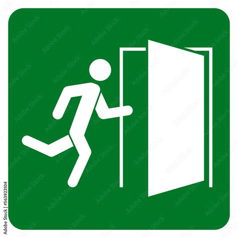 Fire Exit Sign With Door Green Emergency Exit Vector Icon Stock Vector Adobe Stock