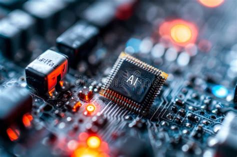 Ai Microchip On A Circuit Board Symbolizing Advanced Technology Innovation And Detailed