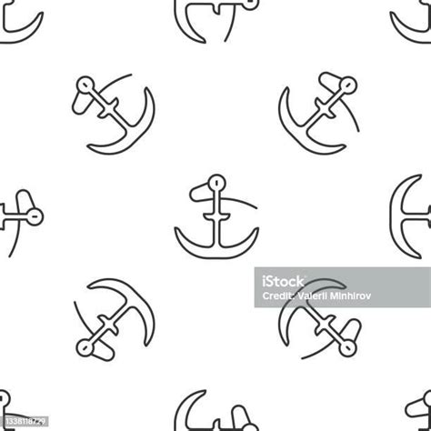 회색 선 앵커 아이콘 흰색 배경에 원활한 패턴을 격리 벡터 강철에 대한 스톡 벡터 아트 및 기타 이미지 강철 고풍스런 골동품 Istock