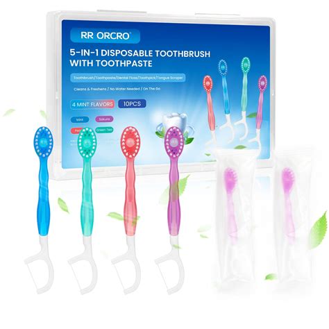 10pack Mini Disposable Toothbrushes Set 5 In 1 Portable Pre Pasted