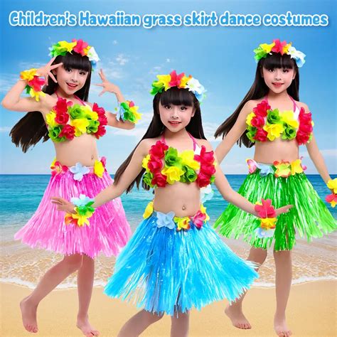 Hawaiian Grass Skirt 5pcsset Adult African Jungle Costume Savage