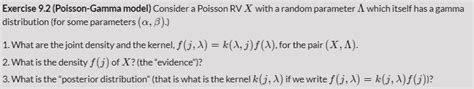 Solved Exercise 9 2 Poisson Gamma Model Consider A Poisson