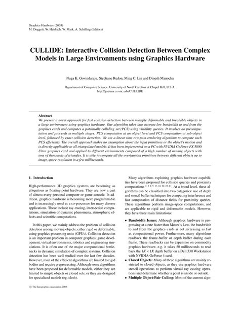 Pdf Cullide Interactive Collision Detection Between Complex Models
