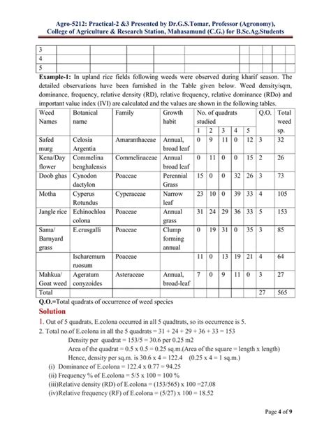 Typed 32 Practical Weed Survey In Crops And Cropping System Pdf A4agriculture