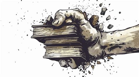 Hand Breaking Stack Mixed Media Handdrawn Vector Isometric Illustration