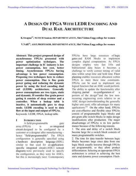 Iaetsd A Design Of Fpga With Ledr Encoding And Pdf