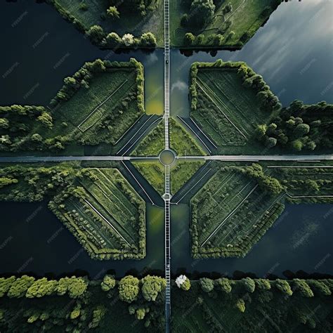 Premium Photo Geometric Landscape Design Aerial View