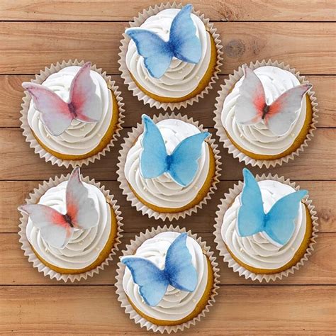 Badu Bg Годни за консумация вафлени хартиени пеперуди Комплект от 48 лилави цветни декорации за