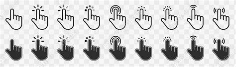 Mouse Click Cursor Set Hand Cursor Click Icon Mouse Pointer Set