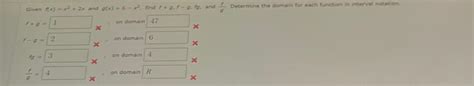 Solved Given F X X2 2x ﻿and G X 6 X2 ﻿find F G F G Fg