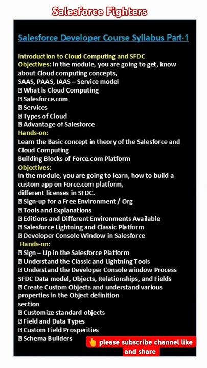 Salesforce Developer Sllybus Part 1 Salesforcefighters Salesforcedeveloper Youtube