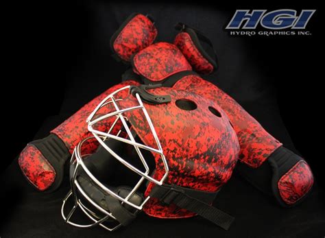 Custom Red Digital Camo Baseball Catchers Gear By Hydro Graphic Inc