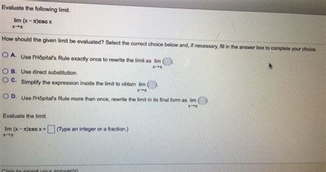 Solved Evaluate The Following Limit Lim X X Csc X How Chegg Com