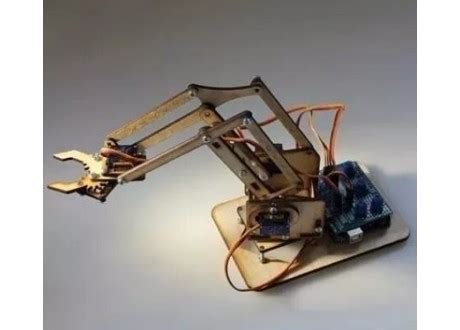 Brazo Robot Robotico Arduino Chasis Madera Mdf Sin Servos