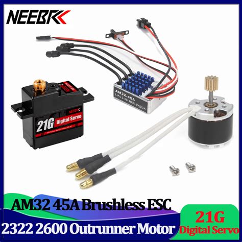 Neebrc 2322 2600kv Brushless Motor Am32 45a Waterproof Outrunner Rc Crawler Brushless Esc Bec