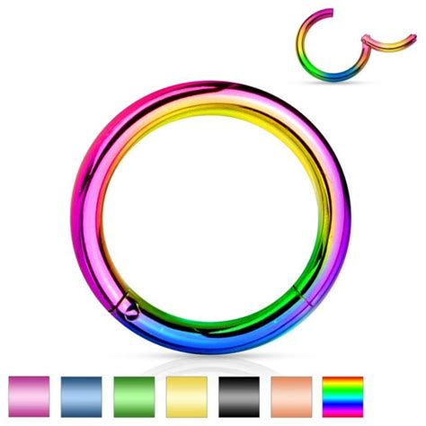 Coloured Piercing Ring With Attached Segment And Twisted Bar