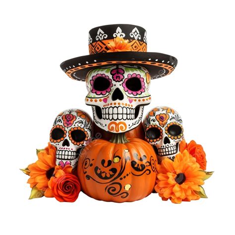 Calabazas Pintadas Con Calaveras