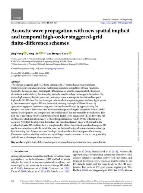 Pdf Acoustic Wave Propagation With New Spatial Implicit And Temporal