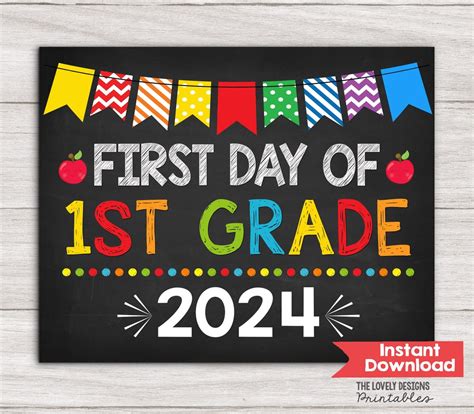 Buy First Day Of 1st Grade Sign 8x10 Instant Download Photo Prop First