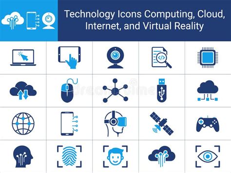 A Set Of Technology Icons Cloud Computing Internet Virtual Reality