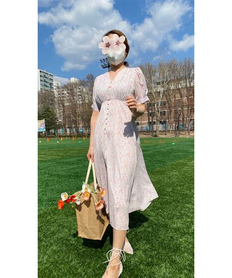 리아 잔꽃 원피스 플라워 핑크 분홍 바이올렛 보라 콩단추 라일락 반팔 퍼프소매 노란 롱 셔츠 썸머 여름 꽃나염 여신