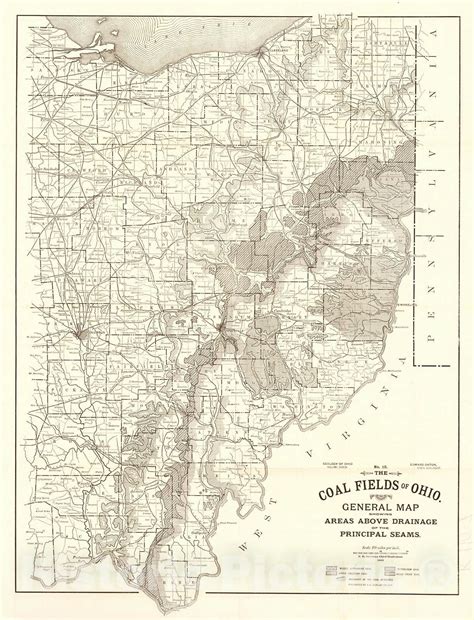 Historic Map 1892 The Coal Fields Of Ohio General Map Showing Areas
