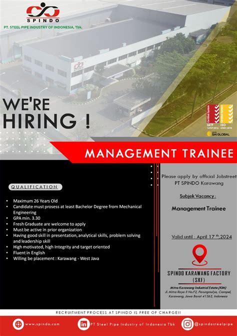 Lowongan Kerja Management Trainee Mt Pt Steel Pipe Industry Of