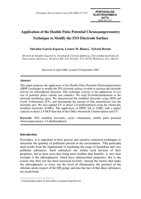 Pdf Application Of The Double Pulse Potential Chronoamperometry