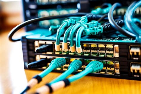 Ethernet Cables Linked To Server Rack For Optimal Data Transmission And