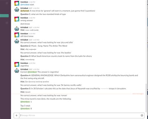Github Trembonanothertriviaslackbot Just A Trivia Bot Inspired By