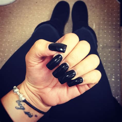 Black Long Square Nails Acrylic Black Long Nails Gel Nails Sister
