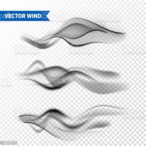 투명 한 배경에 설정 하는 현실적인 바람 공기벡터 증기 연기 증기 흐름 안개 안개 효과 가루눈에 대한 스톡 벡터 아트 및 기타 이미지 Istock