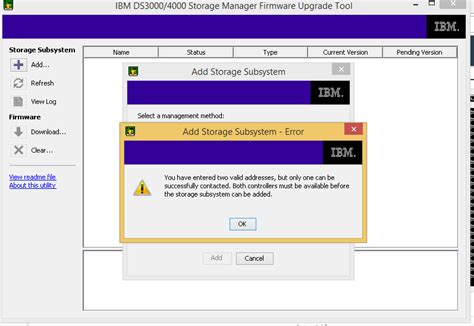 Unable To Connect To The IBM DS3524 From DS Storage Manager Server Fault