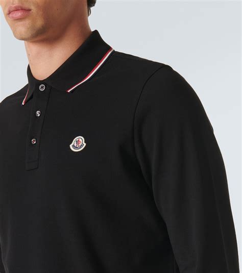 Logo Cotton Polo Shirt In Black Moncler Mytheresa