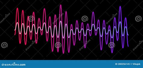 Purple Red Gradient Overlapping Sound Waves Two Sinusoid Lines With