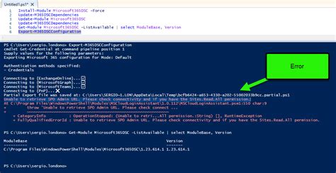 Error Running Export M365dscconfiguration Error Unable To Retrieve