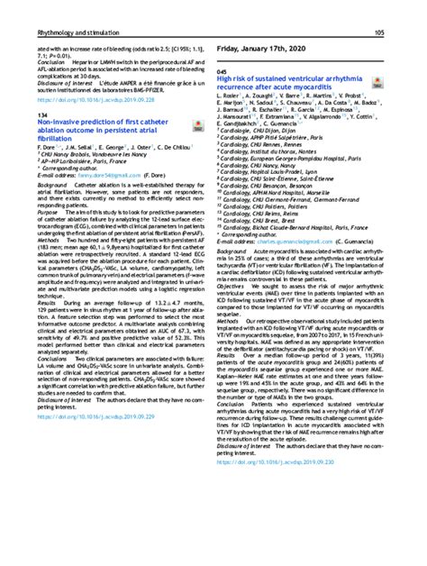 Pdf Non Invasive Prediction Of First Catheter Ablation Outcome In