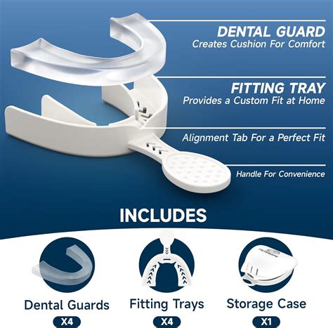 Mouth Guard With Fitting Tray For Teeth Grinding At Night 4 Pack