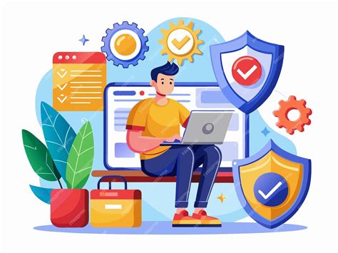 Cybersecurity And Data Protection Vector Art Of Online Security With