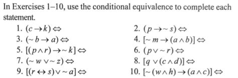Solved In Exercises 1 10 Use The Conditional Equivalence To Chegg Com