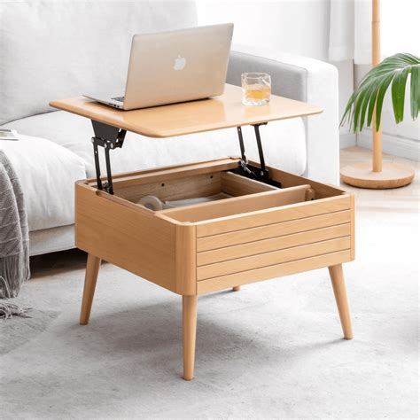 Multifunctional Oval Solid Wood Coffee Table 47 Lift Top Walnut Fi