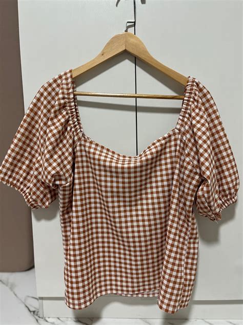 Gingham Plus Size Womens Fashion Tops Blouses On Carousell