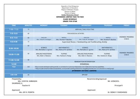 Class Program Grade 5 Stardocx