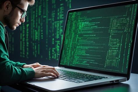 Premium Ai Image Hacker Code In Laptop Cyber Security Privacy Or Hack