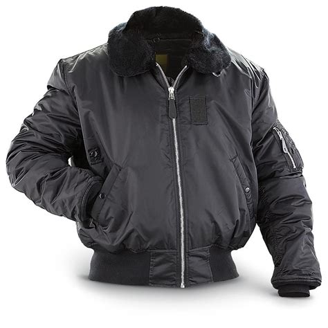 Mens Us Army B15 Bomber Jacket Retro Pilot Jacket Flight Fur Collar