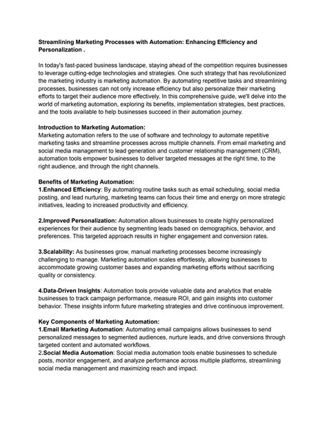 Solution Streamlining Marketing Processes With Automation Enhancing